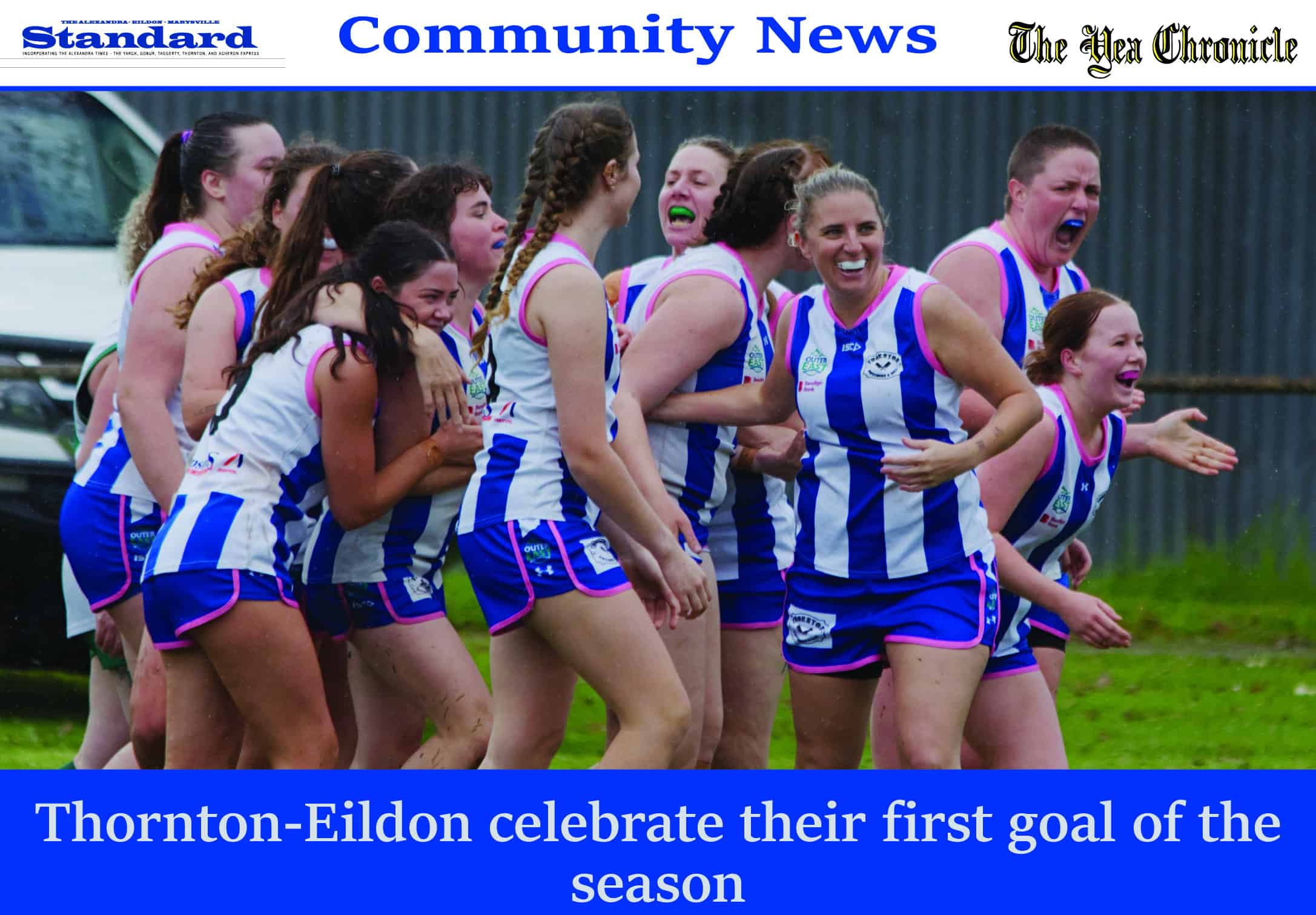 Thornton-Eildon celebrate their first goal of the season - Alexandra ...